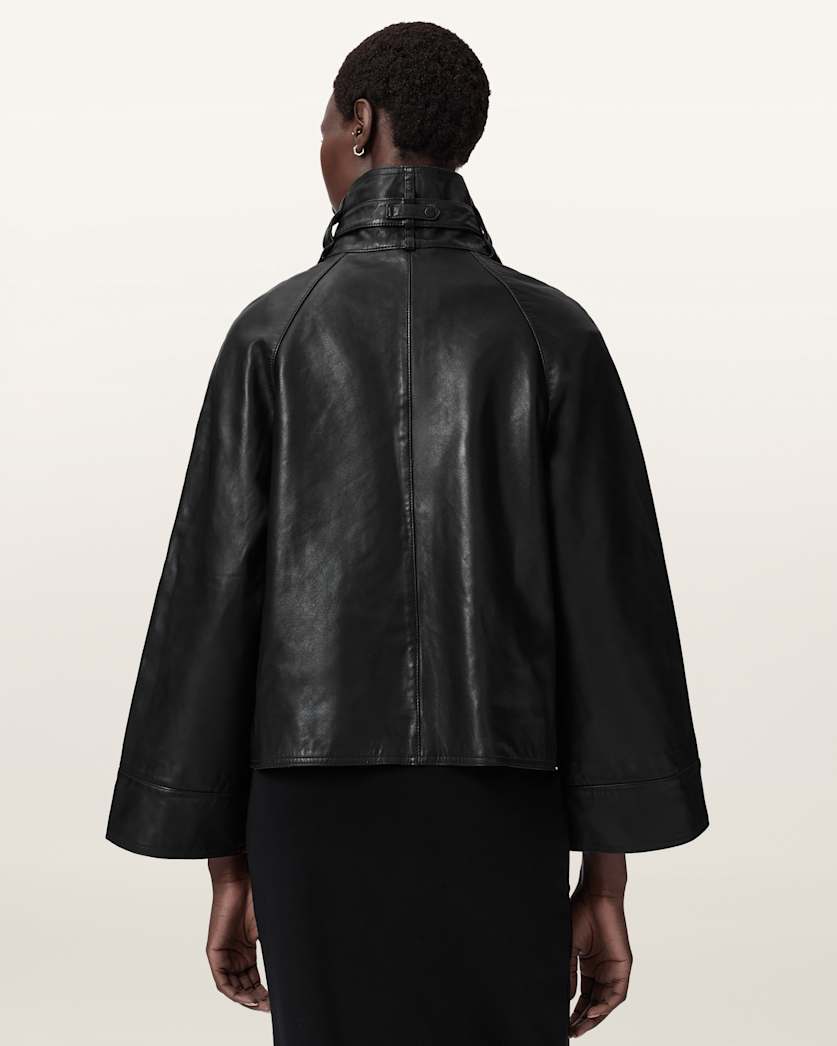 Rhodes Relaxed Fit Leather Jacket Black | ALLSAINTS US